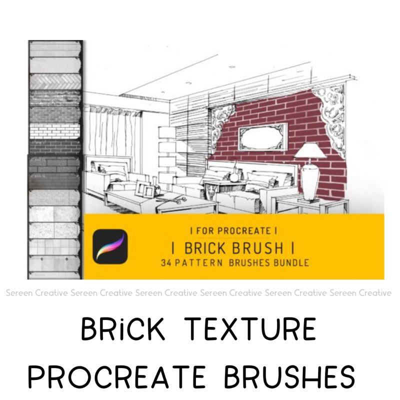 P283 Procreate Brick Seamless Texture Brush (Interior, architecture, exterior, walls) | Shopee ...