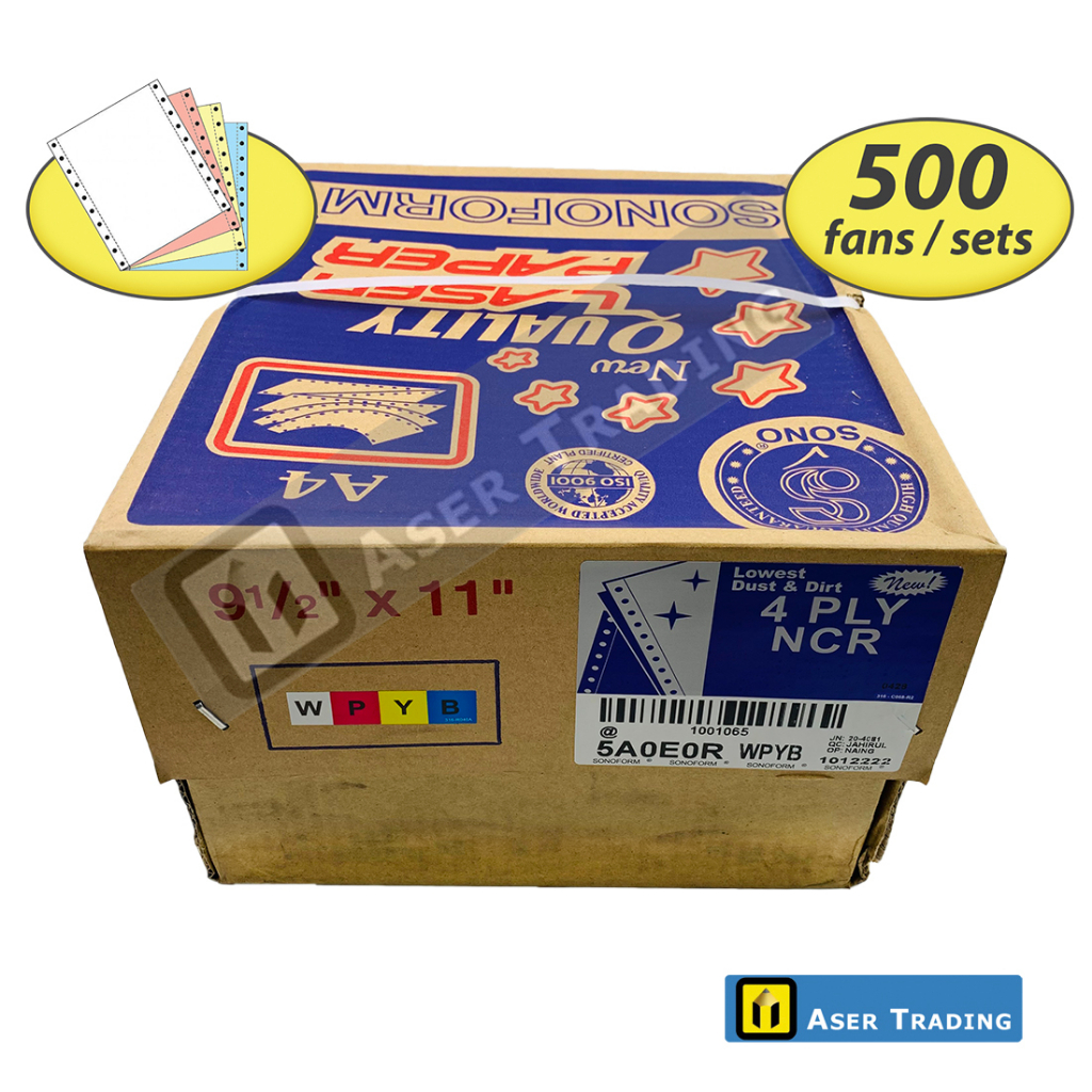 SONOFORM COMPUTER FORM - 4 PLY NCR white/pink/yellow/blue (500FANS ...