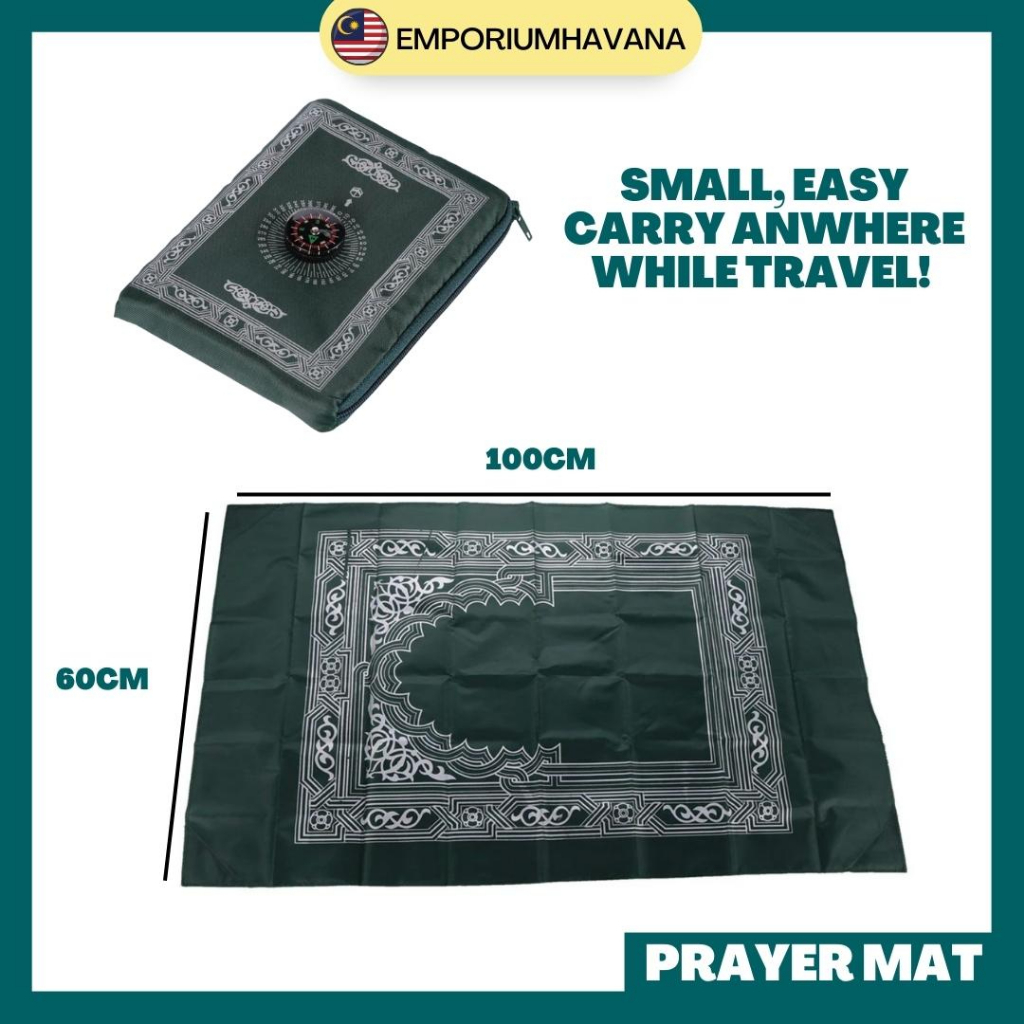 Delly Portable Prayer Mat Rug Malaysia Muslim Thick 60x100cm Compass ...