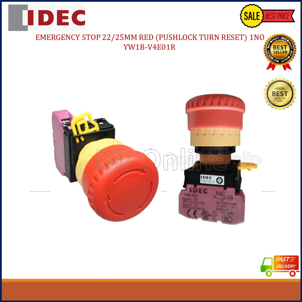 IDEC 22MM EMERGENCY STOP ,TURN RESET ~ 1NC , (YW1B-V4E01R) | Shopee Malaysia