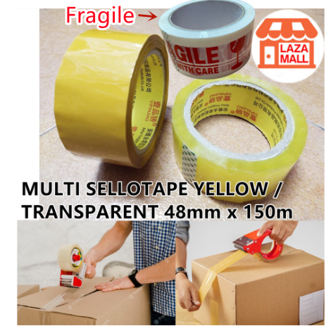 100meter THICK OPP TAPE SELLOTAPE TEBAL PITA PELEKAT Transparent /Brown / Fragile PACKAGING ...