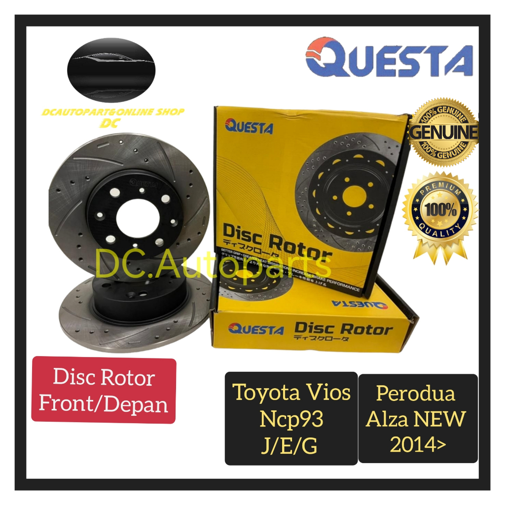 QUESTA SPORT BRAKE DISC ROTOR (FRONT) TOYOTA VIOS NCP93 YARIS NCP150 ...