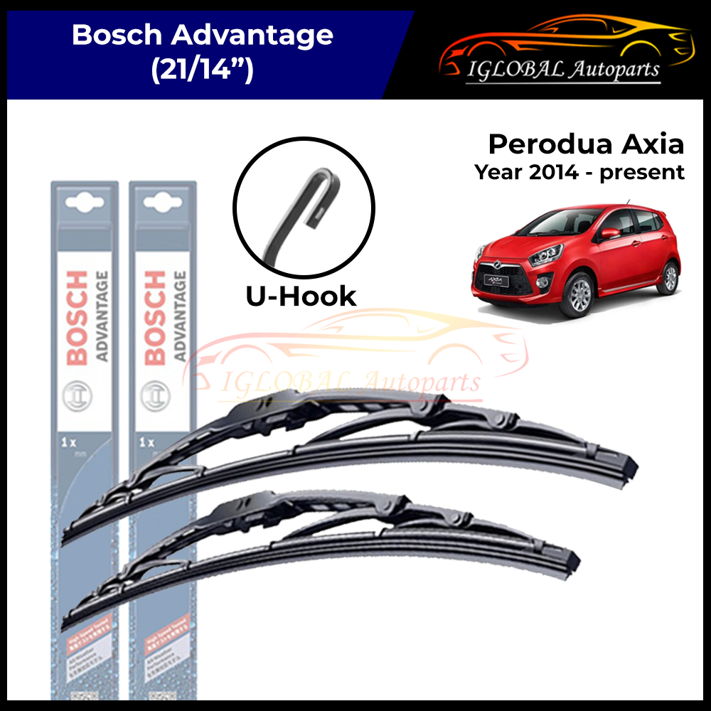 Perodua Axia Year 2014-2023 Bosch Advantage Windshield Wiper Set (21/14 ...