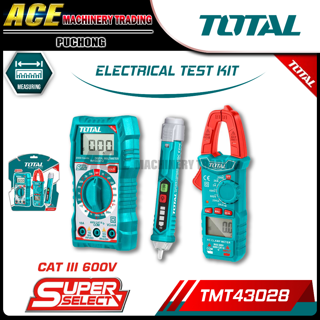 [ TOTAL ] 3 in 1 Electrical test kit / Digital Multimeter / Digital AC ...