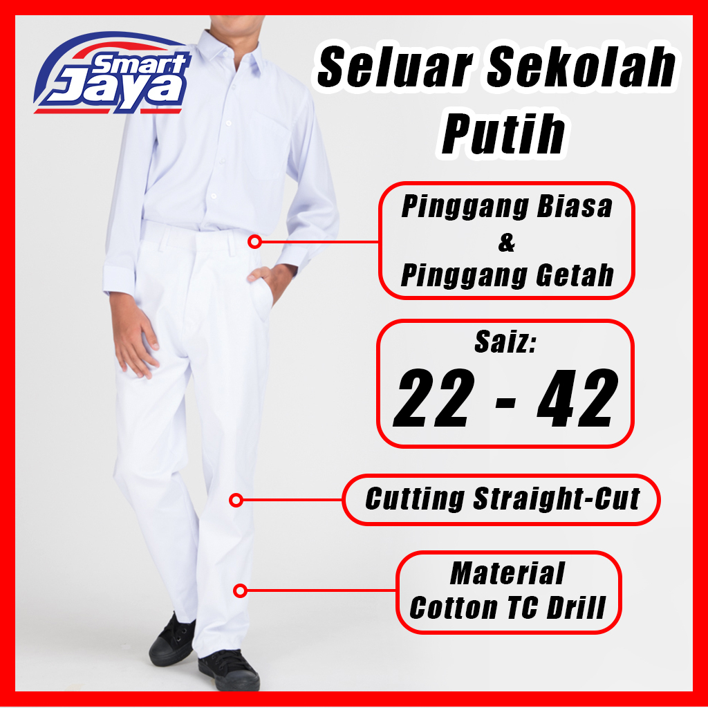 Seluar Sekolah Putih Panjang/Seluar Pengawas/Seluar Uniform Persatuan ...