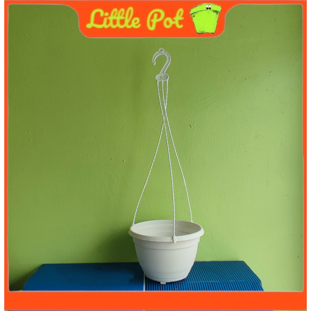 20CM Flower Pot Hanging Pot Pasu Bunga Plastik Pasu Putih Pasu Gantung+ ...