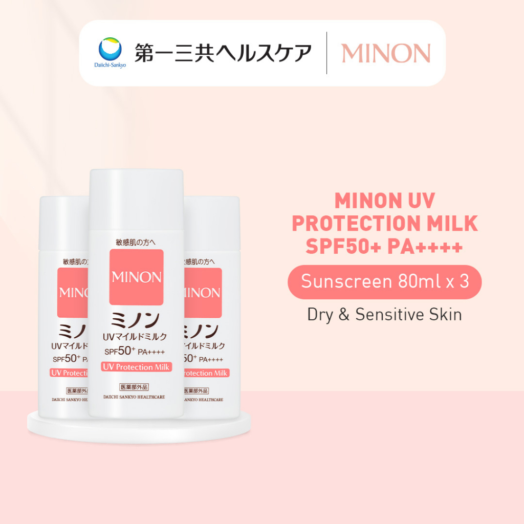 MINON UV Protection Milk SPF50+ PA++++ Triple Set 80ml x 3 | Shopee Malaysia