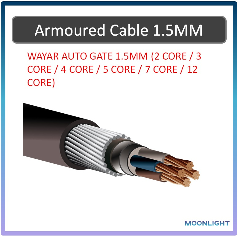 [Meter] Armoured Cable for Auto Gate / Underground Wire 1.5MM x 2 Core ...
