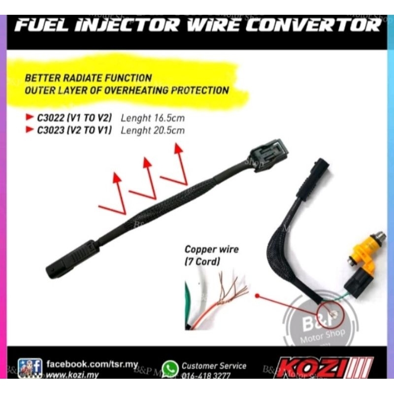 YAMAHA Y15ZR Cable Racing Fuel Injector Wire Convertor Socket V1 to V2 ...