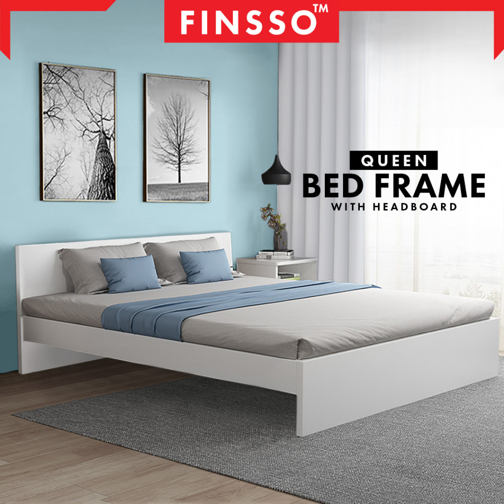 Katil Kayu Queen Minimalis Dengan 2 Storage Drawers and Headboard ...