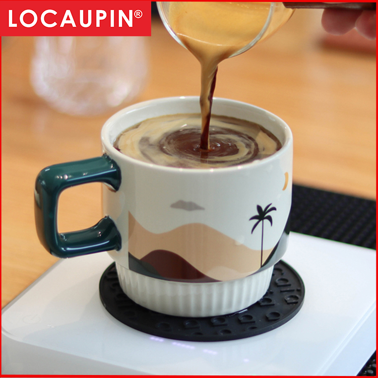Locaupin Retro Ceramic Tea Cups and Saucers,Cappuccino Cups, Coffee ...