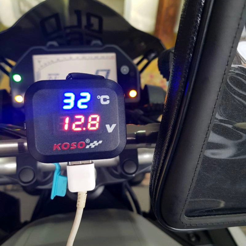 Motorcycle KOSO METER ( 3 IN 1 ) DIGITAL LED VOLT METER + OUTDOOR ...