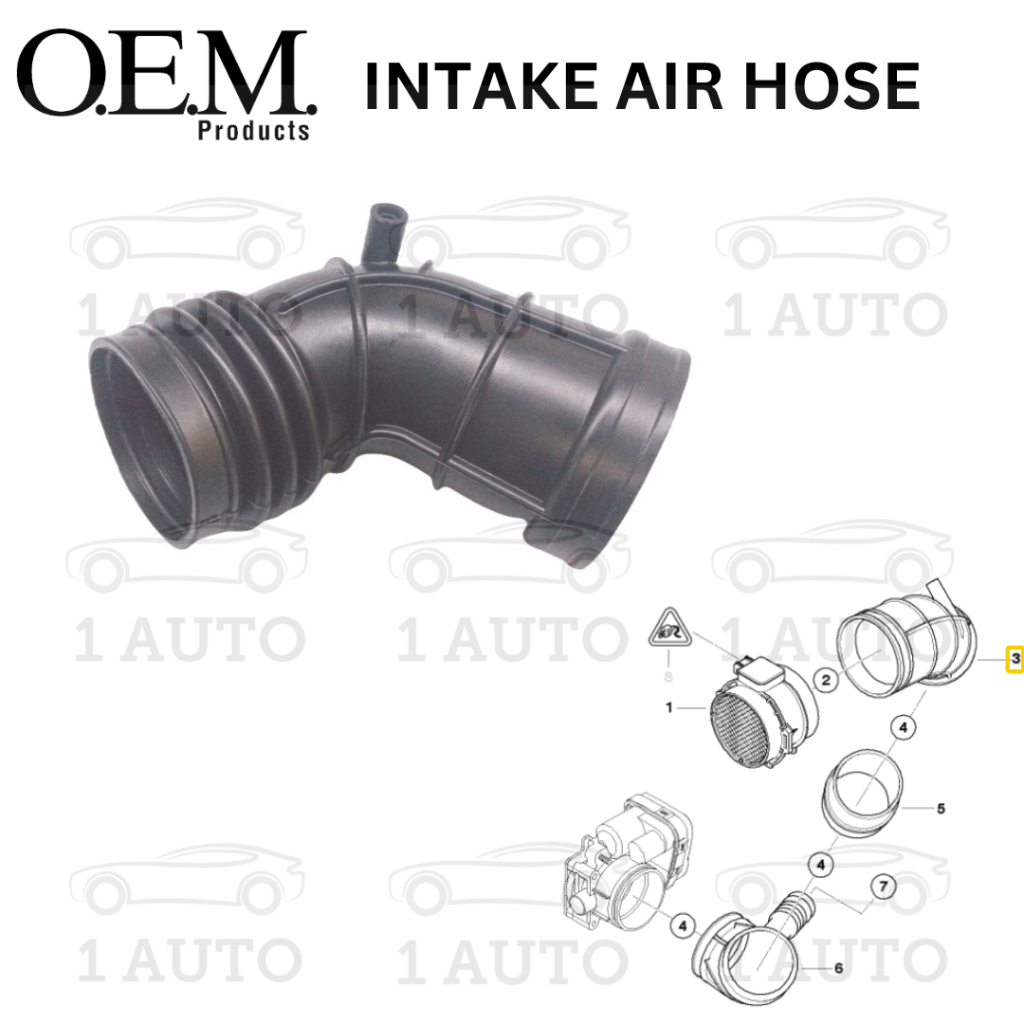 OEM AIR INTAKE RUBBER HOSE BMW E46 320i 325i 328i M52 M54 6 CYLINDER ...