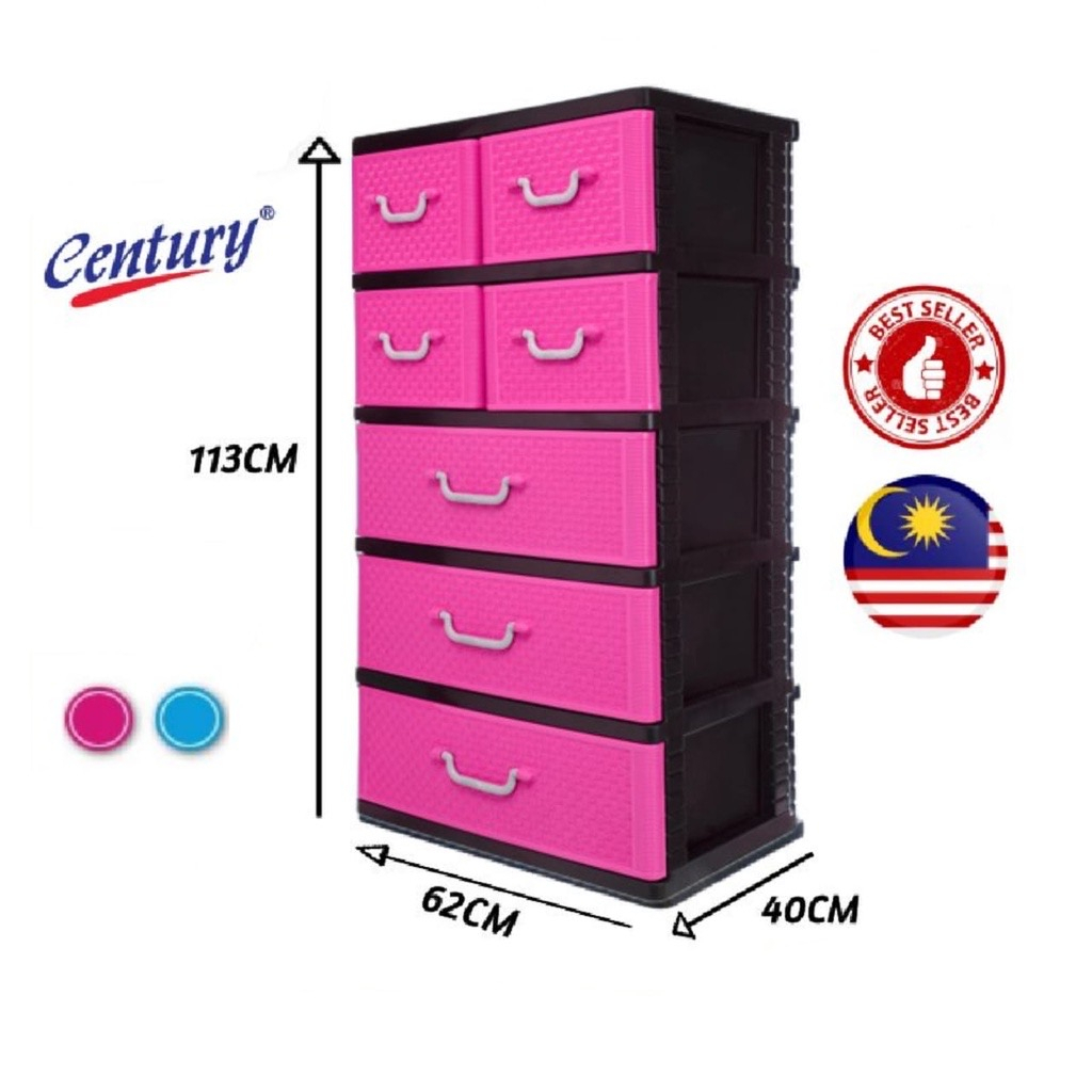 Century Drawer 5 TIER Clothes Cabinet Storage Laci Kabinet Almari 5 ...