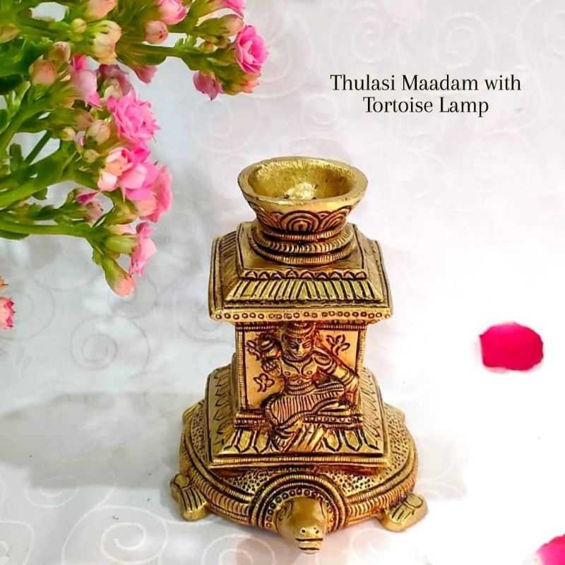 Thulasi / Thulsi Maadam with Vastu Tortoise LampBrass Antique ...