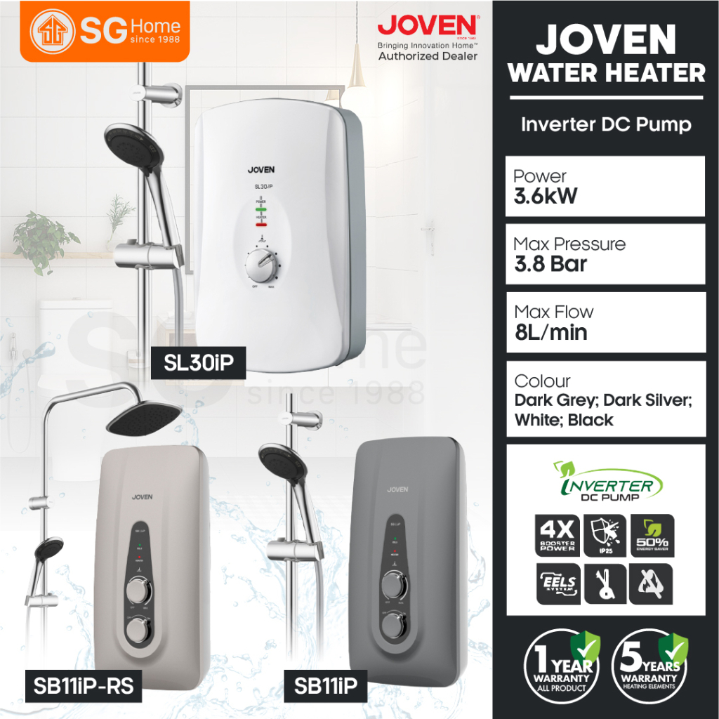 [JOVEN] SL30iP/SB11iP/SB11iP-RS Instant Silent Water Heater With DC Motor Booster Pump Rain ...