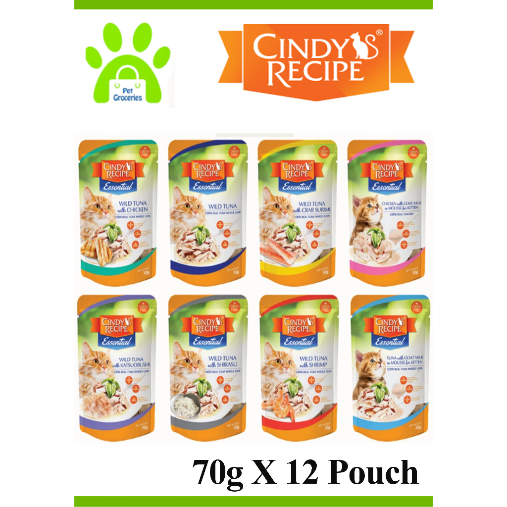 Cindy's Recipe Essential Wet Cat Food Pouch 70g X 12 Pouch | Shopee ...