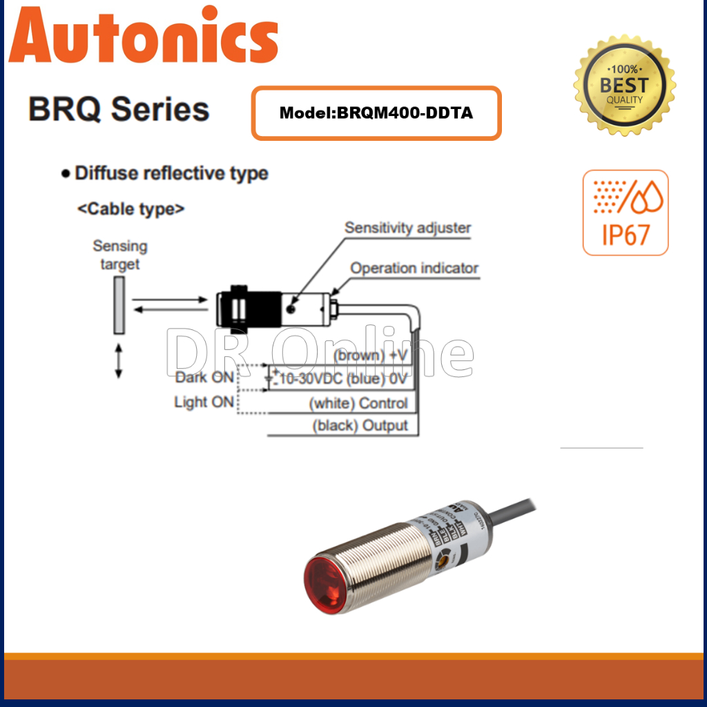 AUTONICS PHOTO ELECTRIC SENSOR 400MM NPN 10-30VDC BRQM400-DDTA ~ DIF ...