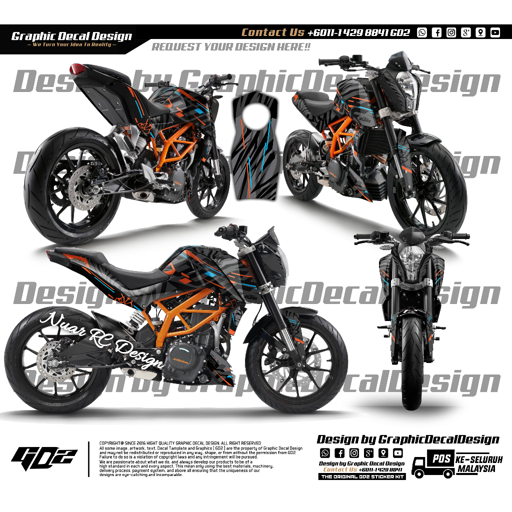 Decal KTM Duke v1 200 250 390 full decal | Shopee Malaysia