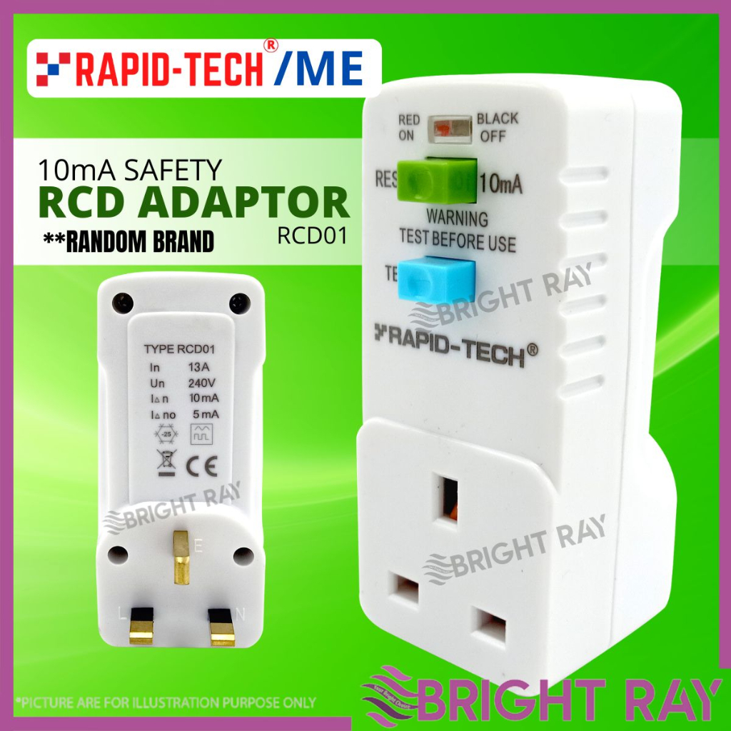 RAPID-TECH/ME 13A 10mA Safety RCS (ELCB) Adaptor Power Protection ...