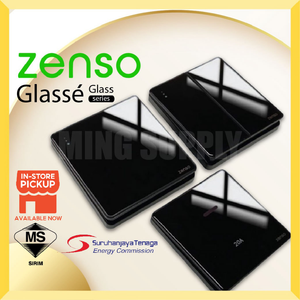 MS_ SIRIM ZENSO Glassé Series Switch Glass Surface Power Wall Switches ...