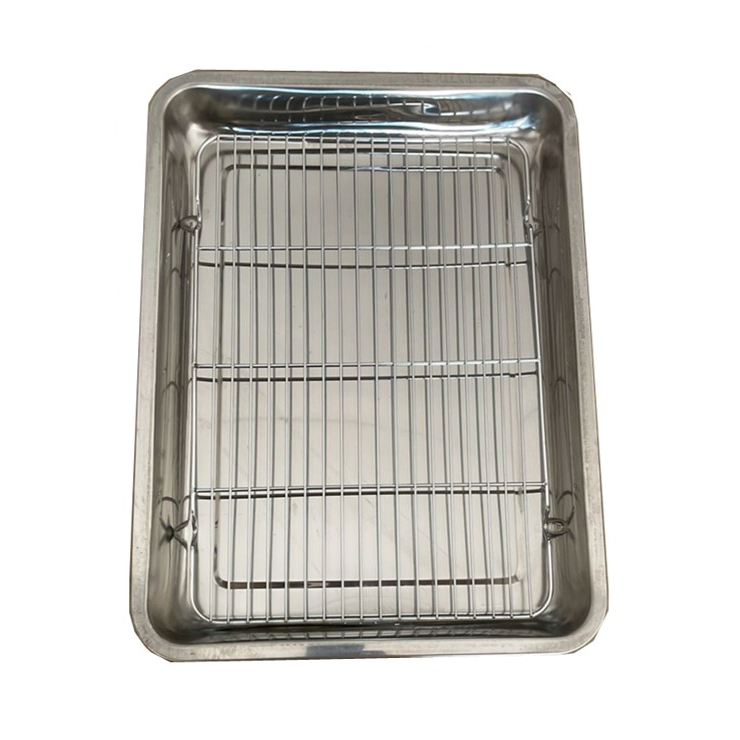 Stainless Steel Rectangle Cooling Tray With Net Oil Drain Tray Talam ...