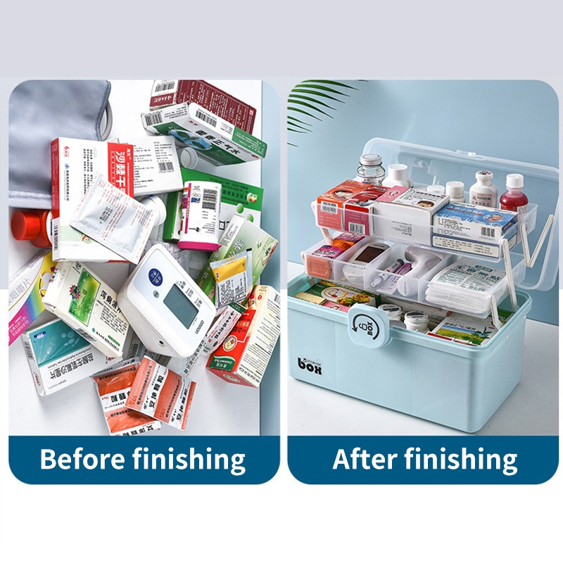 Large First Aid Kit Storage Box Transparent Plastic Portable Medicine ...