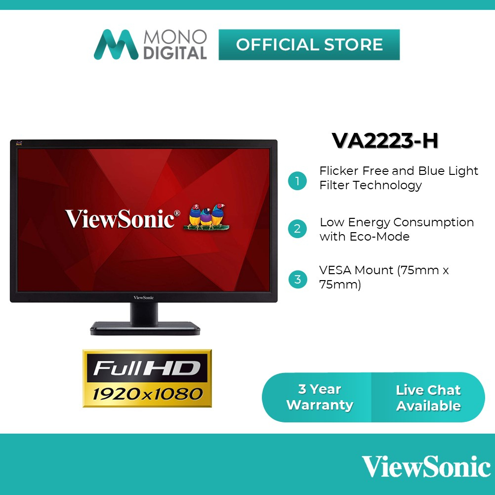 Viewsonic 22” VA2223-H / VA2201-H LED FLAT Vesa Mount Full HD 1080p ...