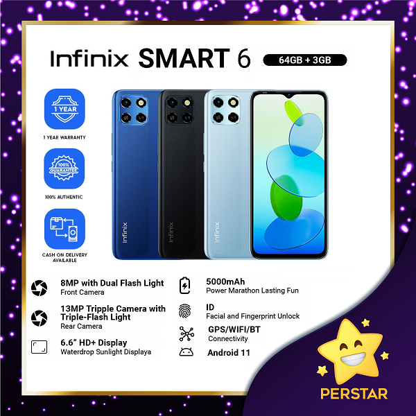 Infinix Smart 6 3+64GB - READY STOCK | 1 Year Infinix Malaysia Warranty ...