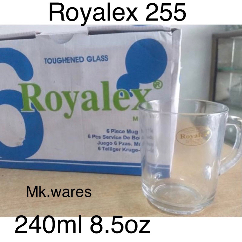 mk.wares(RX255TP)6pcs 1box ROYALEX Tempered MUG 8.5oz(240ml)/Glass tangkai/Glass Kopi/Glass teh ...