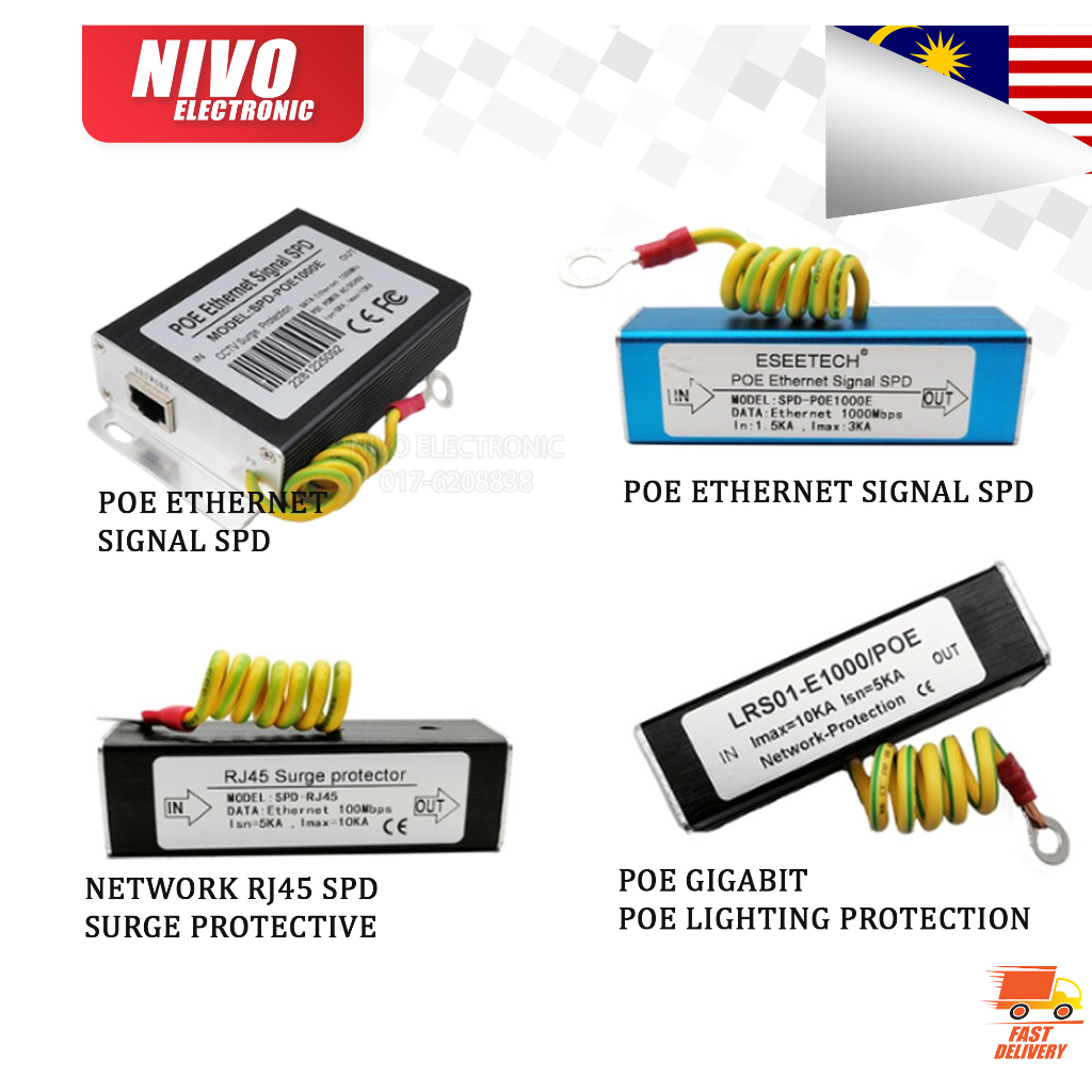 LAN & IP Camera Network RJ45 Surge Protector POE Gigabit Poe Network ...