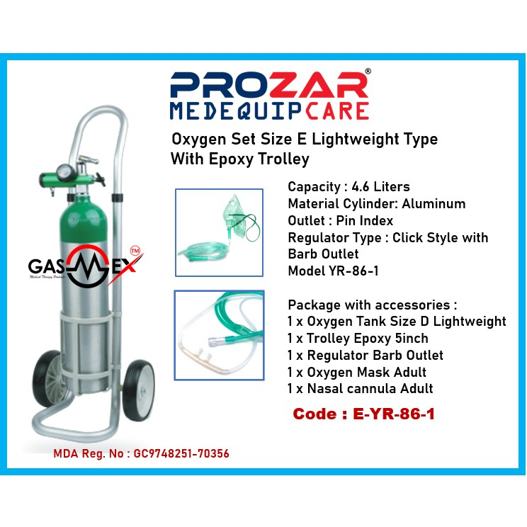 Oxygen Set Size E (4.6L)Lightweight Aluminium with Trolley | Shopee ...