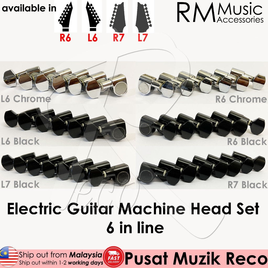 RM HQ Electric Guitar Machine Head SET Tuning Pegs Tuner 6 in Line ...
