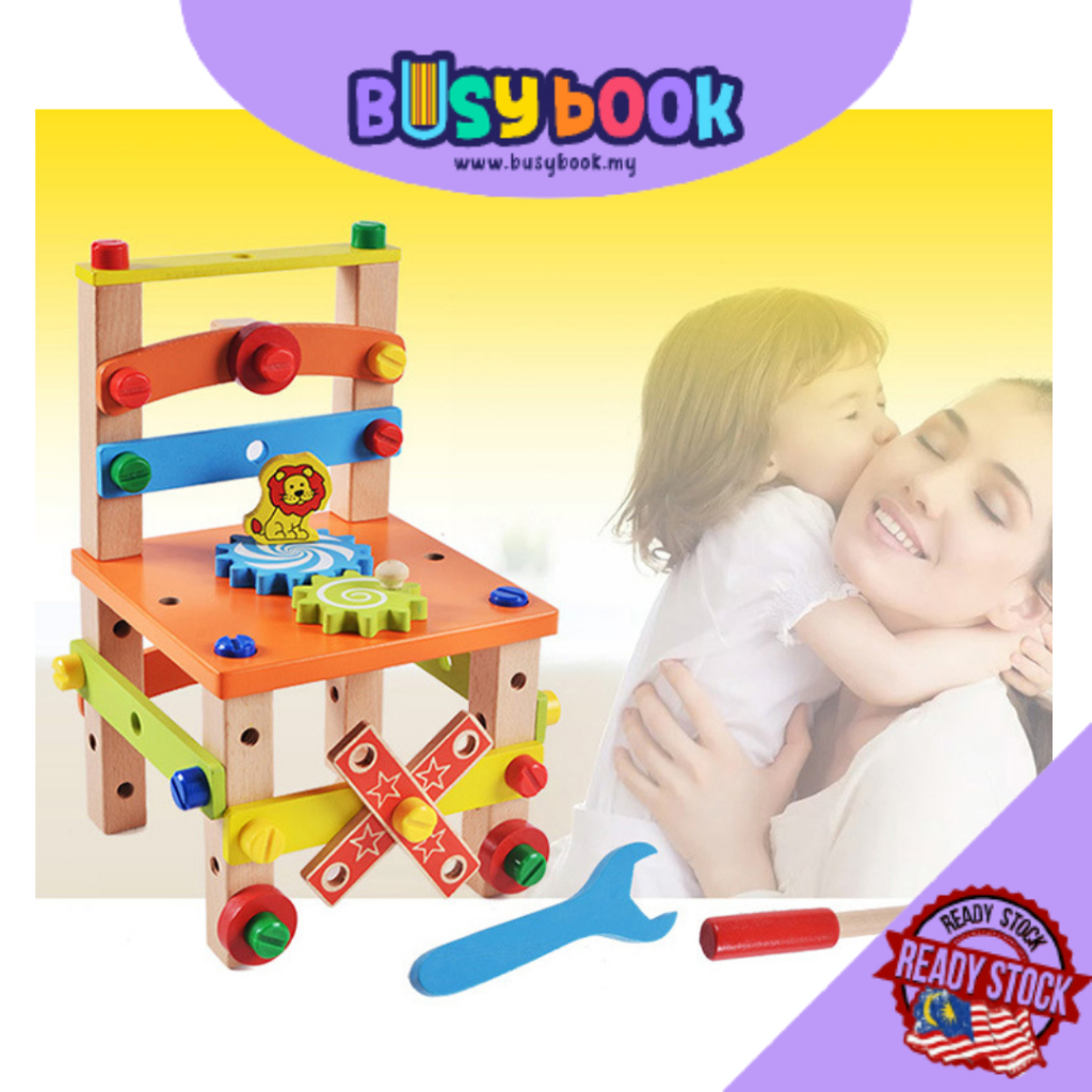 Home Workshop Wooden Constructor Children's Chair with Gears and Parts ...