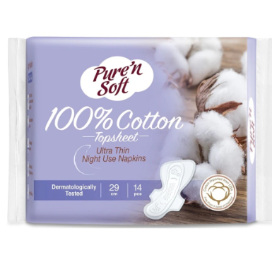 PURE'N SOFT Ultra Thin Night Use Napkins 14's | Shopee Malaysia