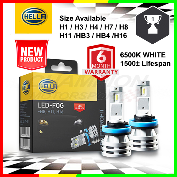 HELLA Retrofit LED White Headlight Bulb Set H1 H3 H4 H7 H8 H11 HB3 HB4 ...