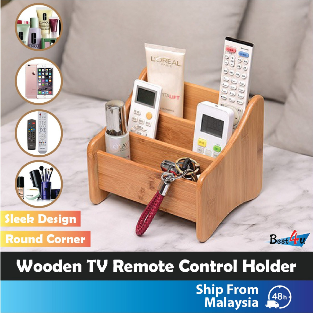 BEST4U Wooden TV Remote Control Holder Stand | Home Organizer Table ...
