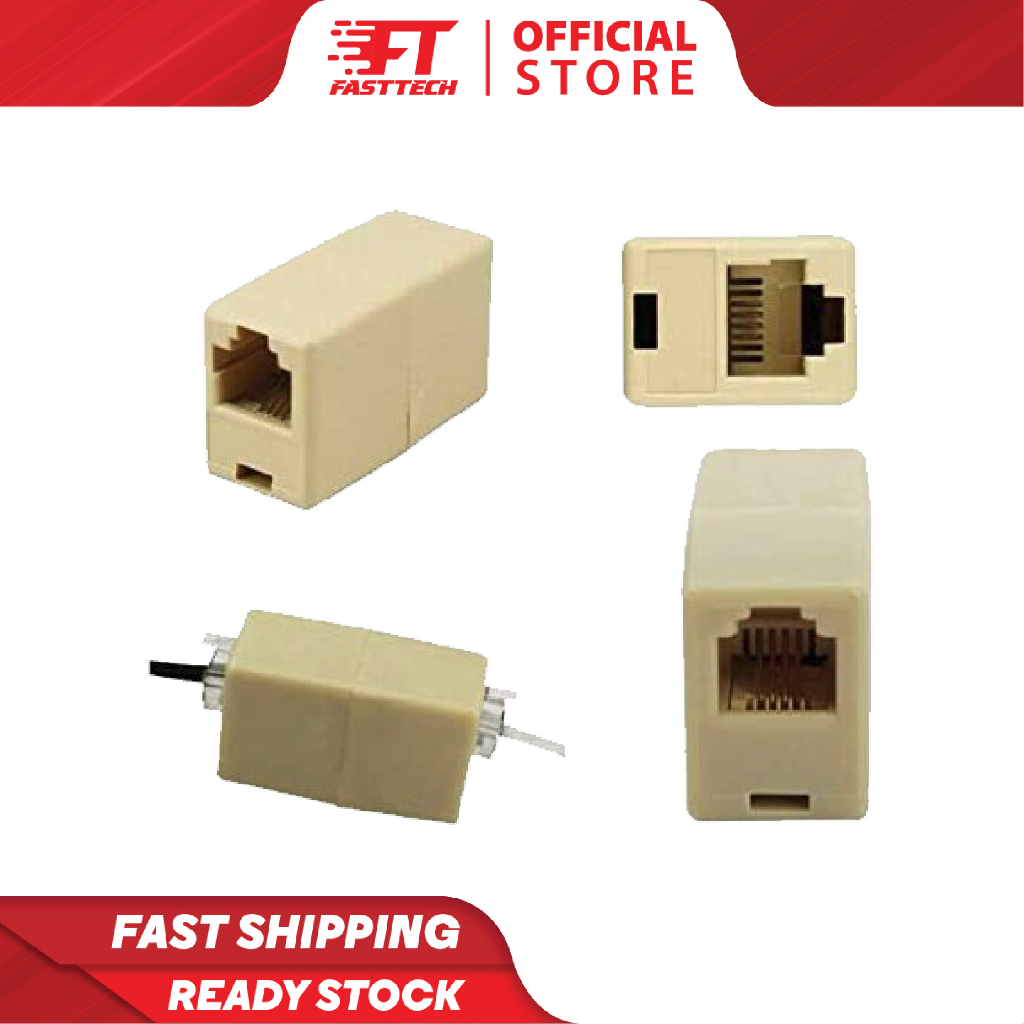 RJ-11 In-Line Coupler 4 Conductor Ivory RJ11 Phone Female to Female ...