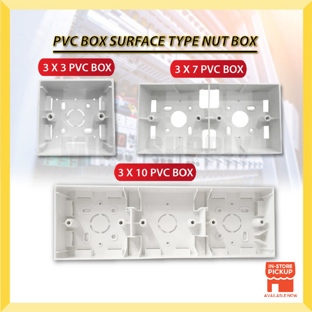 PVC BOX SURFACE TYPE NUT BOX / ELECTRICAL BOX / BASE 3X3 3X7 3X10 ...