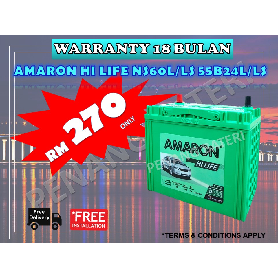 Amaron HI LIFE NS60L/LS 55B24L/LS (warranty 18 bulan) | Shopee Malaysia