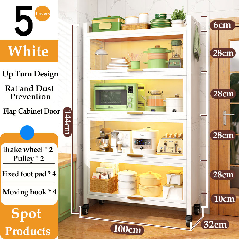 Kitchen Storage Cabinet Multi-layer Carbon Steel Organizer Rack Grey ...
