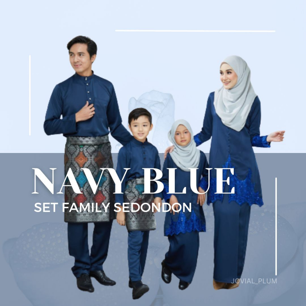 SET SEDONDON RAYA 2023 NAVY BLUE I Baju Raya Set Family I Set Ibu Anak ...