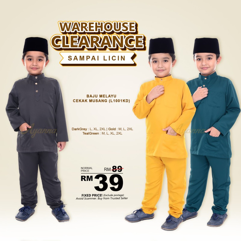 Cekak Musang L1001KD - Baju Melayu Moden Cekak Musang. Baju Melayu Sedondon Ayah Anak. Baju Raya ...