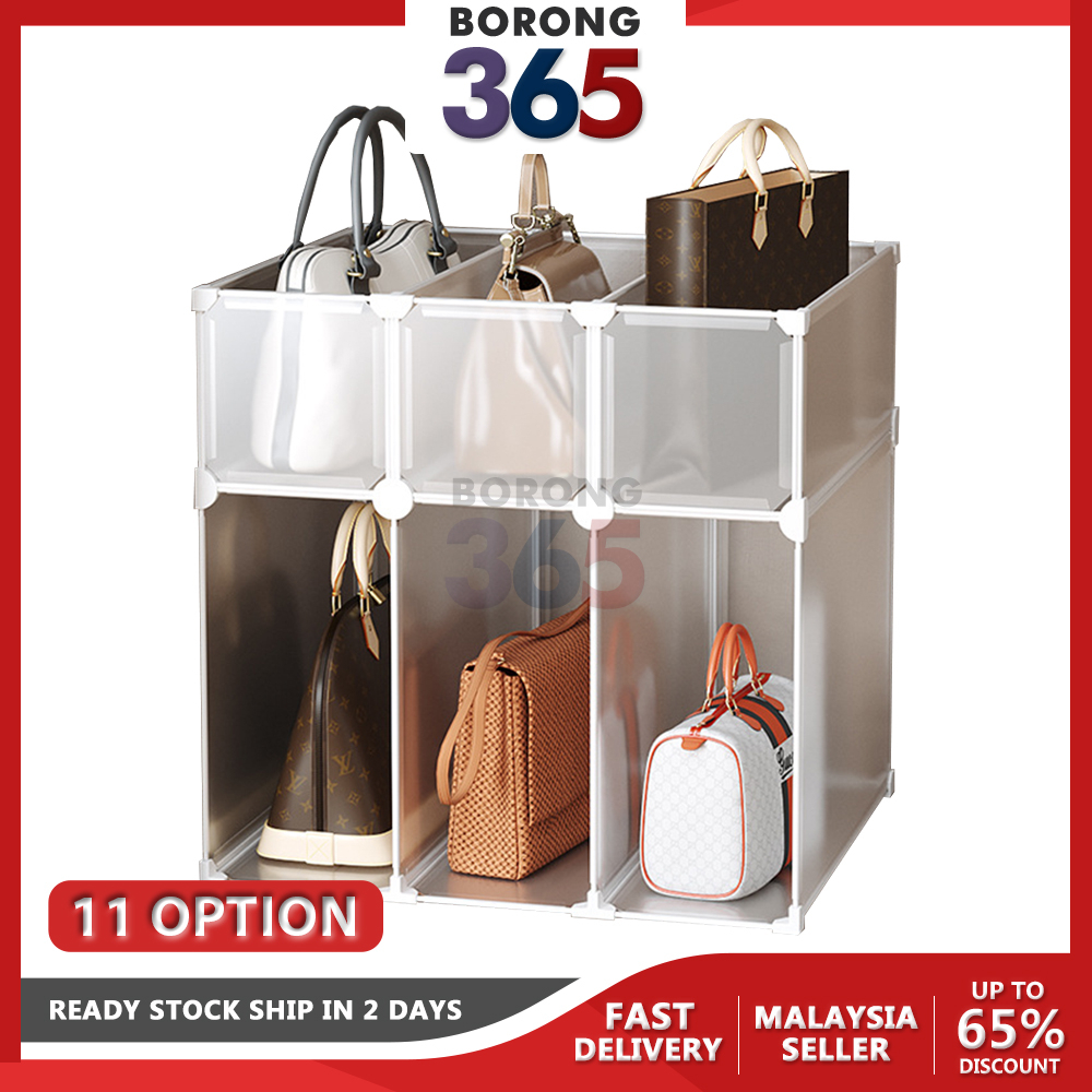 Borong365 Multipurpose PP Plastic Bag Storage Shelves Stackable Handbag ...