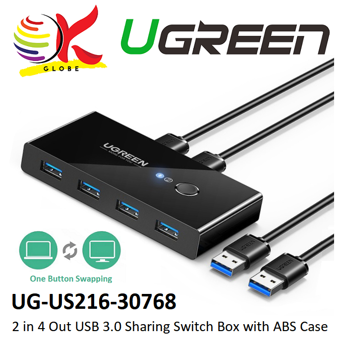 UGREEN 2 IN 4 OUT USB 3.0 SHARING SWITCH BOX KVM SWITCHER WITH TOUCH BUTOON SWITCH, LED ...
