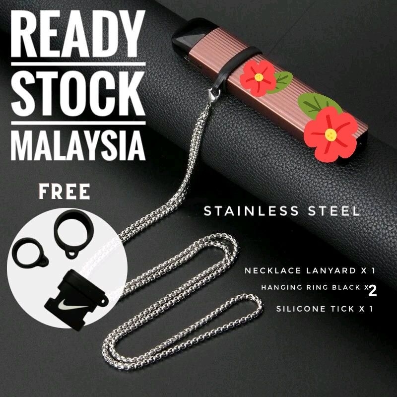 LANYARD POD STAINLESS STEEL NECKLACE LANYARD HANGING RANTAI POD WITH 3 ...