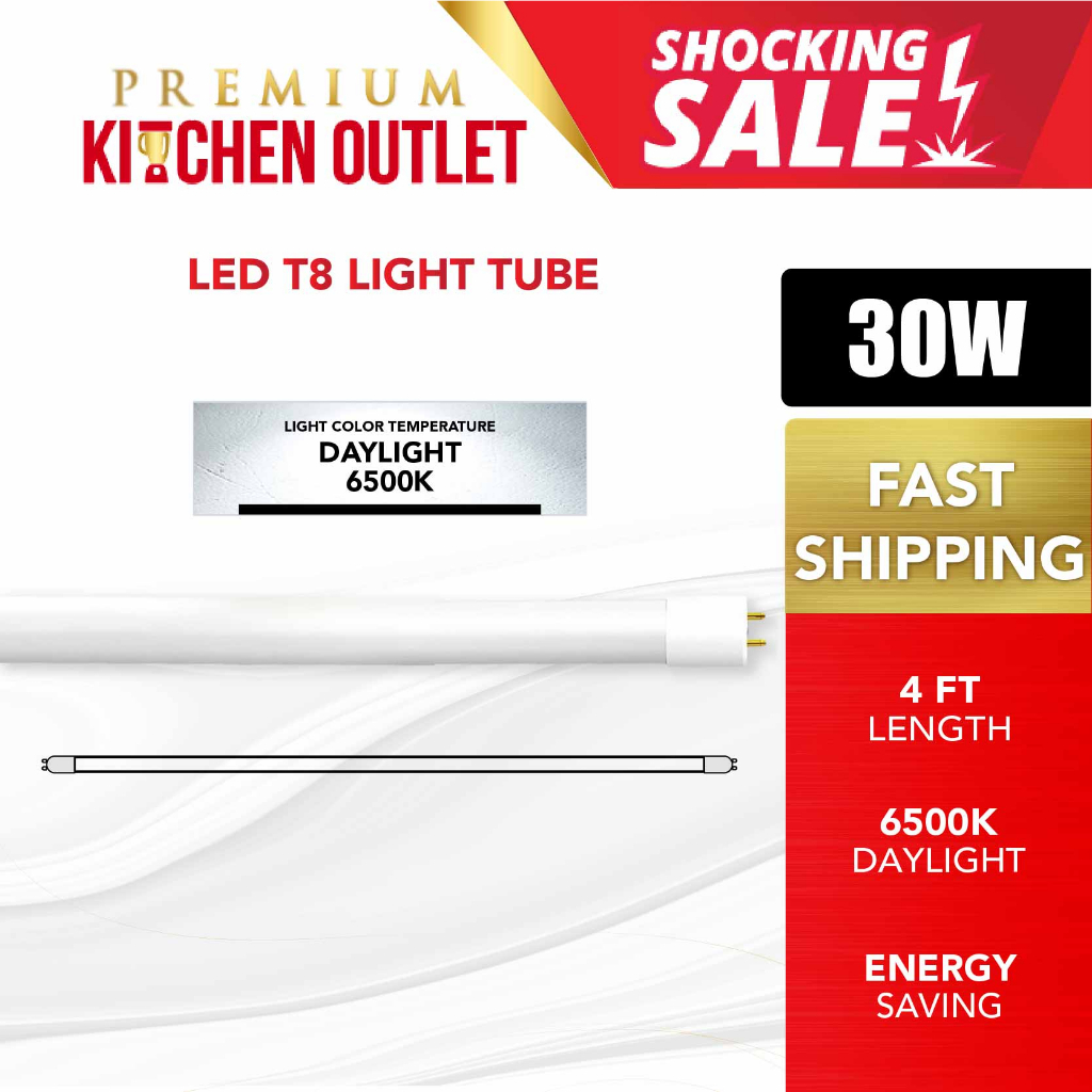 T8 LED Light Tube 4ft Daylight 6500K | 4ft LED Slim Fitting Casing With ...