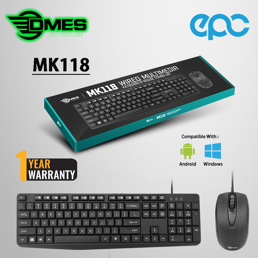 Dmes MK118 Wired Keyboard & Mouse Combo , USB Keyboard & Mouse | Shopee ...