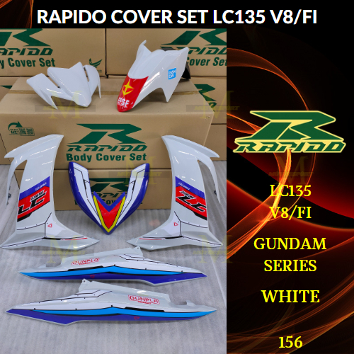 RAPIDO BODY COVER SET YAMAHA LC135 V8 FI GUNDAM SERIES (156) - WHITE (STICKER TANAM/AIRBRUSH ...