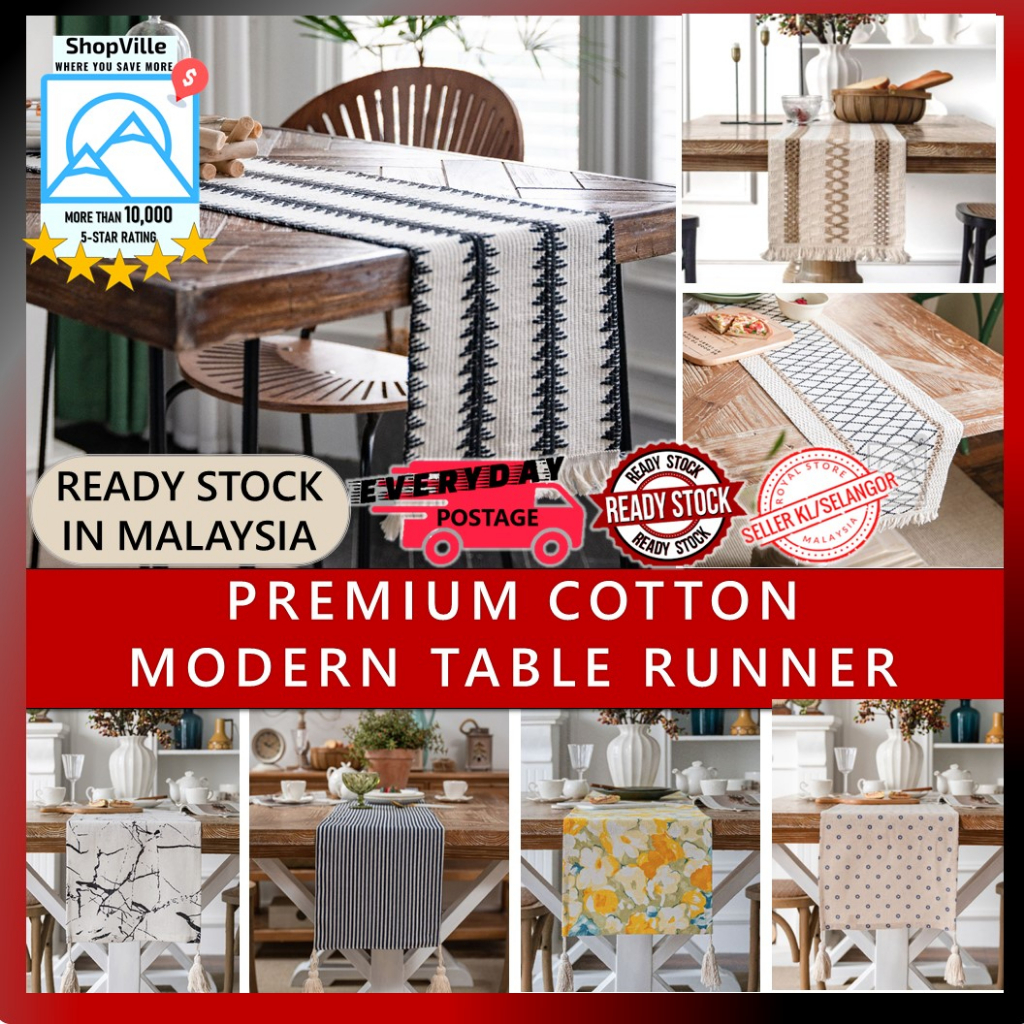 Table Runner Cotton Earthy Modern Nordic Minimalist Muji Alas Meja ...